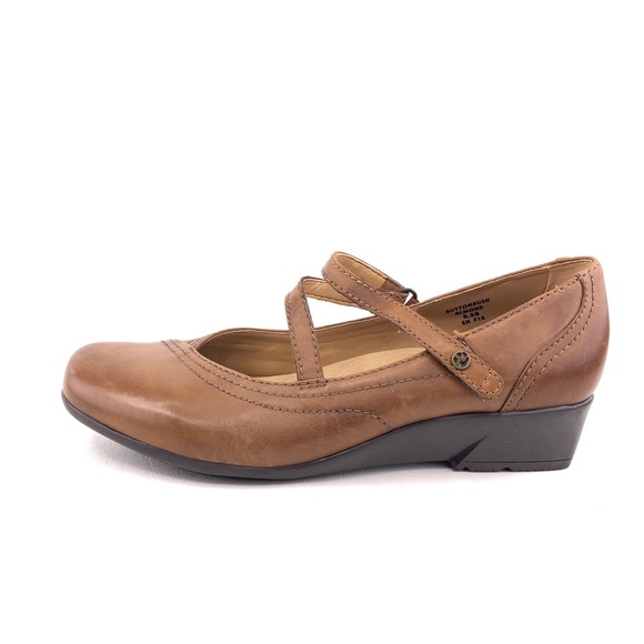 Earth | Shoes | Earth Buttonbush Brown Leather Mary Jane Wedge Shoes 85 ...